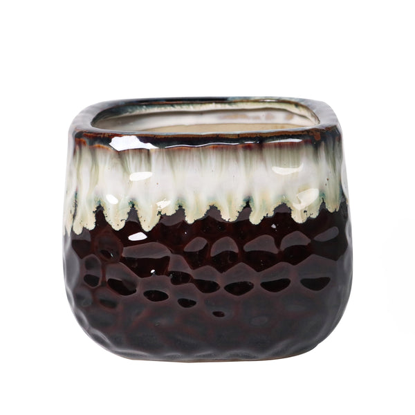 Square Glossy Two Tone Ceramic Planter – Pulpy Garden